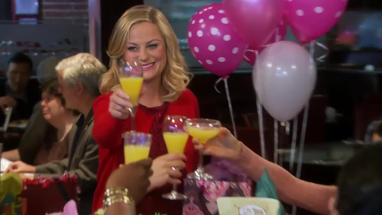 To girlfriends! Cheers video clip by Parks and Recreation