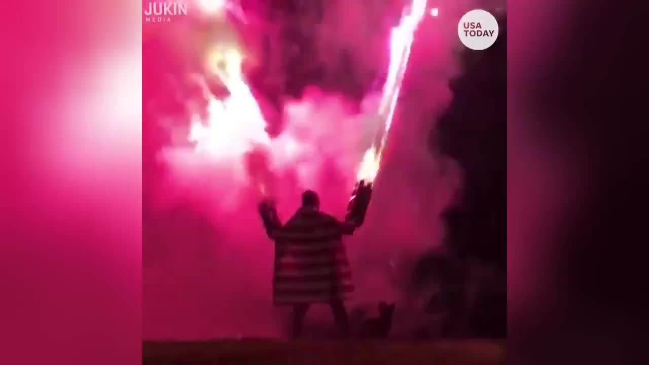 Fireworks Hand Cannon video clip by USA Today