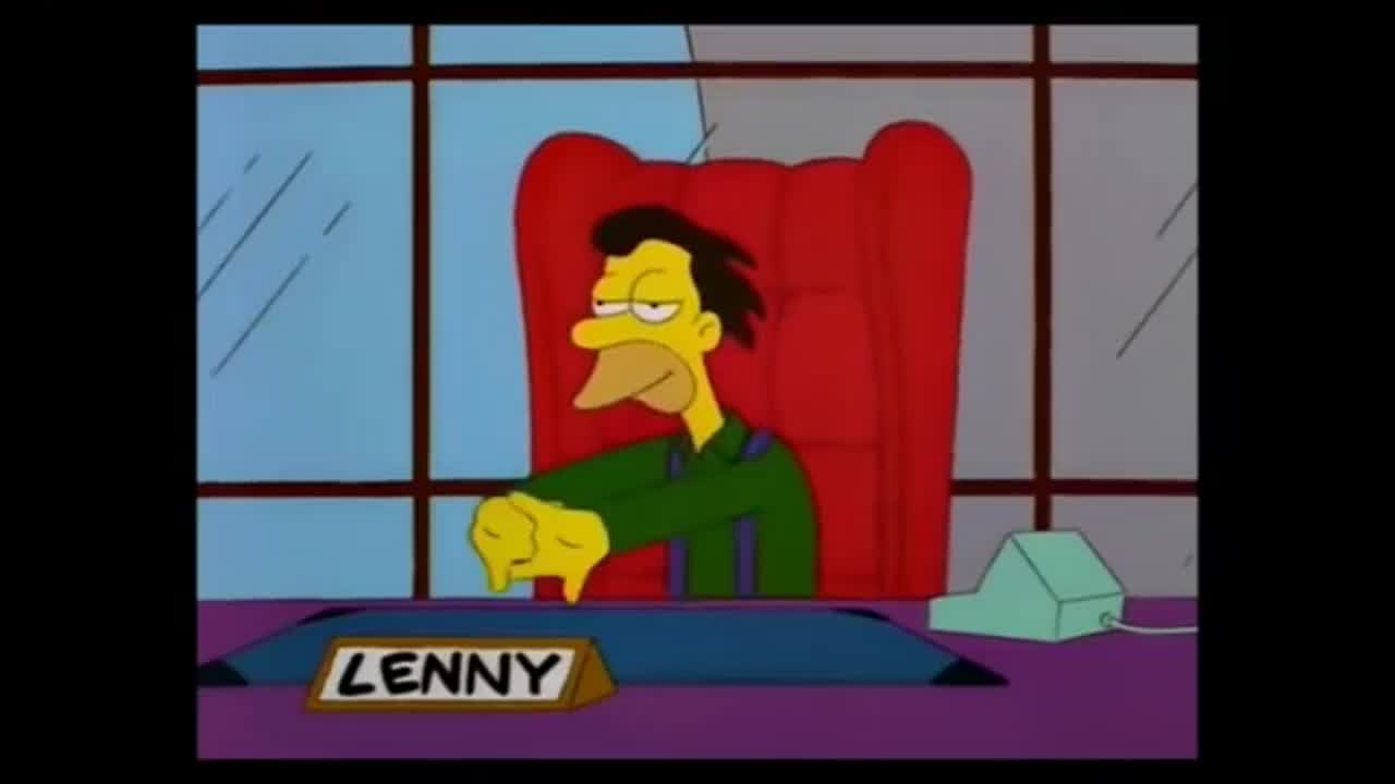 Lenny cracking knuckles video clip by The Simpsons