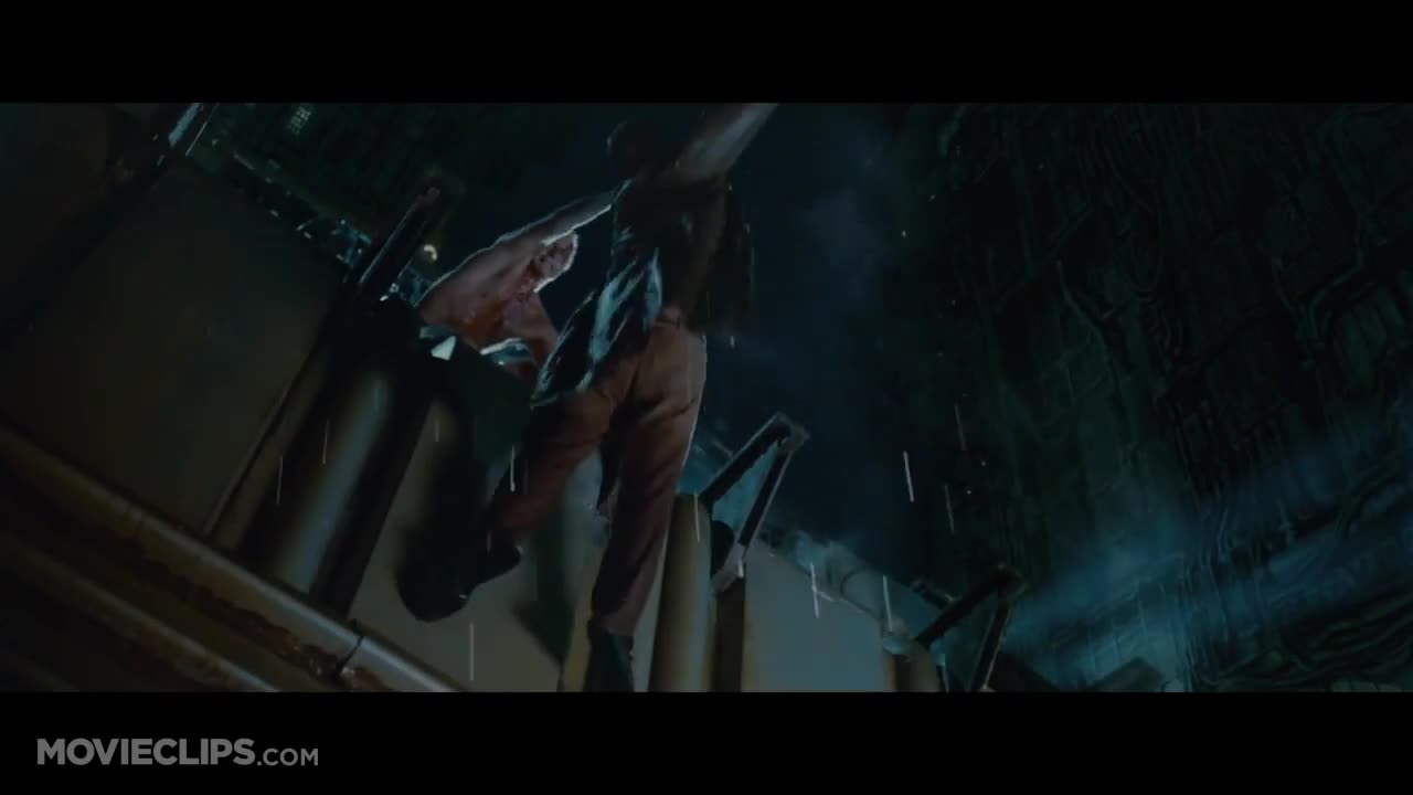 Roy lifts Deckard off the ledge video clip by Blade Runner
